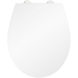 Wenko - Premium WC-Sitz Hochglanz Acryl White, aus antibakteriellem Duroplast, Absenkautomatik, Fix-Clip Hygiene Befestigung, Weiß, Duroplast weiß,