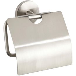 Wenko Toilettenpapierhalter mit Deckel Cuba Matt, WC-Rollenhalter aus rostfreiem Zinkdruckguss, Silber matt, Zinkdruckguss matt - silber matt