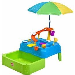 Step2 Waterpark Wonders Two-Tier Wasserspieltisch Spieltisch mit Wasser für Kinder mit 2 Etagen & 9-teiligem Zubehörset Wassertisch mit Planschbecken,