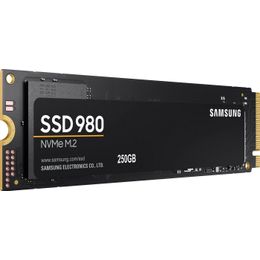 Samsung SSD 980 interne SSD (250 GB) 2900 MB/S Lesegeschwindigkeit, 1300 MB/S Schreibgeschwindigkeit, NVMe, schwarz