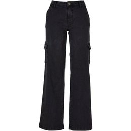 Urban Classics Jeggings Damen Ladies High Waist Straight Denim Cargo Pants (1-tlg), schwarz