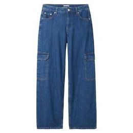 Tom Tailor Mädchen Wide Leg Cargo Jeans mit Bio-Baumwolle, blau, Uni, Gr. 152