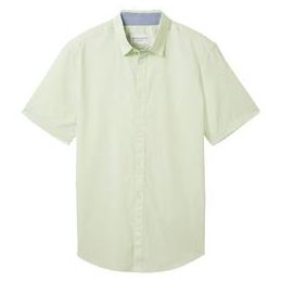 Tom Tailor Herren Basic Kurzarmhemd aus Popeline, grün, Uni, Gr. XL