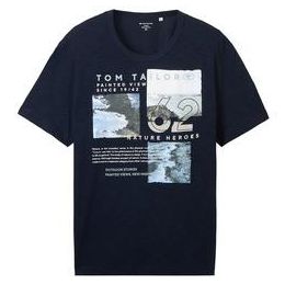 Tom Tailor Herren Plus - T-Shirt mit Print, blau, Print, Gr. 2XL