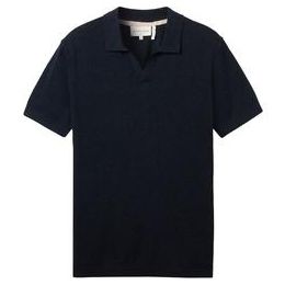 Tom Tailor Herren Basic Poloshirt mit Leinen, blau, Uni, Gr. XL
