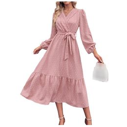 L.Ru UG Abendkleid Damen kleid Etui-Kleid Spitze V-Ausschnitt A Linien Freizeitkleider