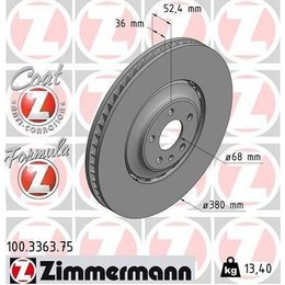 Zimmermann Bremsscheibe FORMULA Z COAT 100.3363.75 belüftetVorne Rechts Links für AUDI A8 6.3 W12 quattro 3.0 TFSI TDI S8 4.0 2.0 hybrid 4.2 FSI Q5