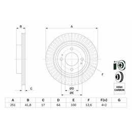 Bosch Bremsscheibe 0 986 479 F14 belüftetVorne Rechts Links für MITSUBISHI Space Star 1.0 1.2 Attrage