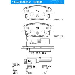 ATE Bremsbeläge mit Zubehör hinten (13.0460-3835.2) für Ford Transit Tourneo