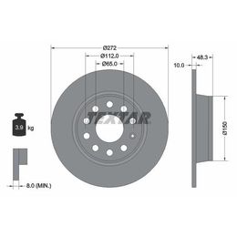 TEXTAR Bremsscheibe PRO 92224903 Voll für VW Touran 1.2 TSI SKODA Octavia III 2.0 TDI 4x4 1.6 LPG Superb II 1.8 Jetta IV 16V Golf VI MultiFuel 1.4