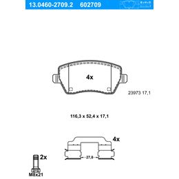 ATE Bremsbeläge mit Zubehör vorne (13.0460-2709.2) für Renault Kangoo Dacia