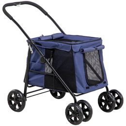 PawHut Hundewagen mit Kissen grau (Farbe: blau)