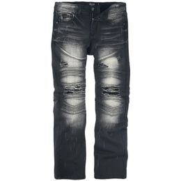 Rock Rebel by EMP Pete - Jeans mit Used Look und Biker Details Jeans schwarz grau in W29L32