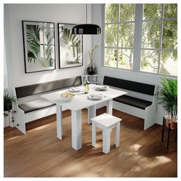 VICCO Sitzbank Küchenbank ROMAN 137 cm mit Truhe Weiß