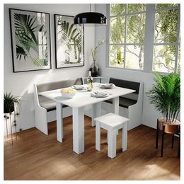 VICCO Sitzbank Küchenbank ROMAN 107 cm mit Truhe Weiß