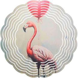 Ladreas Windspiel Edelstahl 3D Windspiel Windspinner 20cm Flamingo WI338