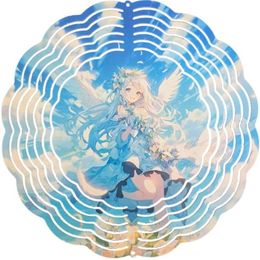 Ladreas Windspiel Edelstahl 3D Windspiel Windspinner 20cm Anime Mädchen Engel WI339
