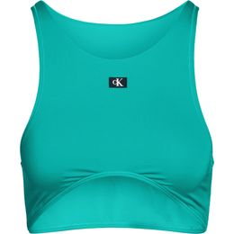 Calvin Klein Crop-Bikini, Label, für Damen, türkis, XS