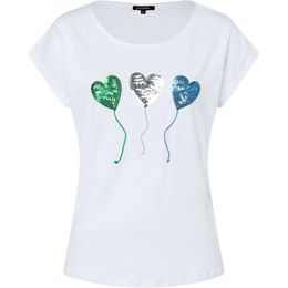More & More MORE & T-Shirt, Pailletten, Herz-Ballons, für Damen, weiß, 38
