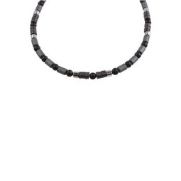 Firetti Collier Schmuck Geschenk Halsschmuck Halskette Steinkette Edelstein Hämatit, Made in Germany - mit Onyx, Hämatit, grau|schwarz|silberfarben