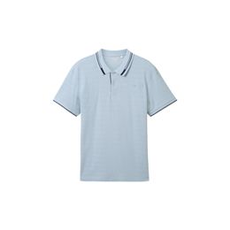 Tom Tailor Herren Poloshirt mit Struktur, blau, Uni, Gr. M