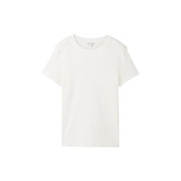 Tom Tailor Damen Basic T-Shirt mit Rundhalsausschnitt, weiß, Uni, Gr. XXL