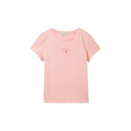 Tom Tailor Denim Damen T-Shirt mit Bio-Baumwolle, rosa, Print, Gr. XL