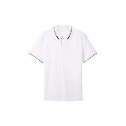 Tom Tailor Herren Poloshirt mit Struktur, weiß, Uni, Gr. XL
