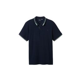 Tom Tailor Herren Poloshirt mit Struktur, blau, Uni, Gr. XXXL