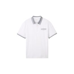 Tom Tailor Herren Plus - Poloshirt mit Logo Print, weiß, Logo Print, Gr. 2XL