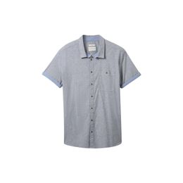 Tom Tailor Herren Plus - Oxford Kurzarmhemd, blau, Uni, Gr. 3XL