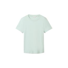 Tom Tailor Damen Basic T-Shirt mit Rundhalsausschnitt, grün, Uni, Gr. XL