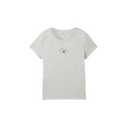 Tom Tailor Denim Damen T-Shirt mit Bio-Baumwolle, grau, Print, Gr. XL