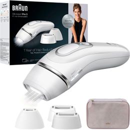 Braun IPL-Haarentferner Silk·expert Pro 3 PL3230, pro Minute bis zu 100 Lichtimpulse, 3 Aufsätze, mit Aufbewahrungstasche, silberfarben