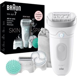 Braun Epilierer Silk-épil SkinSpa 7 7-081, Rasier- & Trimmeraufsatz, Mini-Rasierer, Wet&Dry, silberfarben