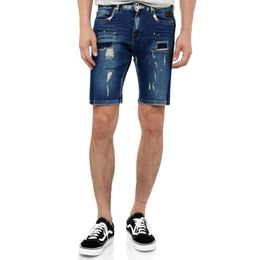 Rusty Neal Shorts Navito mit coolen Used-Details, blau