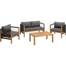 Greemotion Sitzgruppe Abaco grau, braun Kunststoff, Holz, 12-teilig