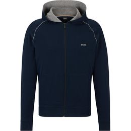BOSS Loungewear-Sweatjacke, Logo-Stickerei, Kapuze, für Herren, blau, XL