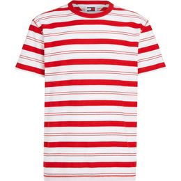 Tommy Jeans T-Shirt, Streifen, Baumwolle, für Herren, rot, S