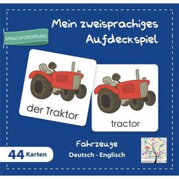 Mein zweisprachiges Aufdeckspiel, Fahrzeuge Deutsch-Englisch (Kinderspiel)