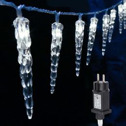 Led Lichterkette Eiszapfen Eisregen Innen Außen Weihnachtsbeleuchtung, Model:40 Eiszapfen led 8 Licht-Funktionen kaltweiß - Swanew