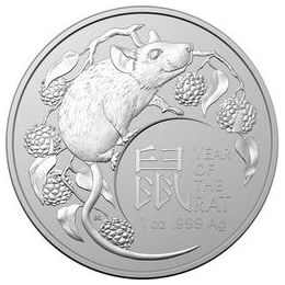 1 Unze Silber Australien (RAM) Lunar II Ratte 2020 (differenzbesteuert)