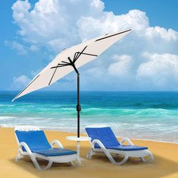 Sonnenschirm Ø270cm, Gartenschirm, knickbar, Schirmtuch mit PA-Beschichtung, UV-Schutz bis upf 50+, ohne Ständer, Beige - Beige - VINGO