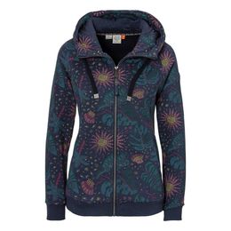 Ragwear Sweatjacke Sweatshirt FLLOW PRINT mit besonderem Allover Druck, blau