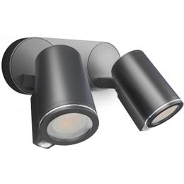 Steinel LED Außen-Wandleuchte Duo, Bewegungsmelder, LED wechselbar, Warmweiß, 180° Bewegungsmelder, GU10, Smart Home, Bluetooth, 3000K, Wandstrahler, schwarz