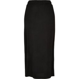 Urban Classics Sommerrock Damen Ladies Rib Jersey Midi Skirt (1-tlg), schwarz