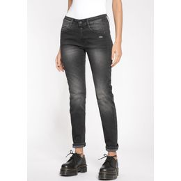 Slim-fit-Jeans Gang "94Sana Cropped" Gr. 28 (36), N-Gr, schwarz (total black vint) Damen Jeans Röhrenjeans