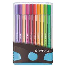 Premium-Filzstift - Stabilo Pen 68 Colorparade - 20er Tischset in anthrazit/hellblau - mit 20 verschiedenen Farben