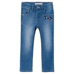 name it - Jeans NMFSALLI SLIM FLOWERS in medium blue denim, Gr.110