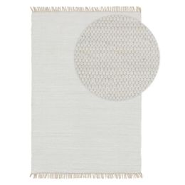 benuta Pop Kurzflor Teppich aus recyceltem Material Tom Weiß 80x150 cm - Moderner Teppich für Wohnzimmer